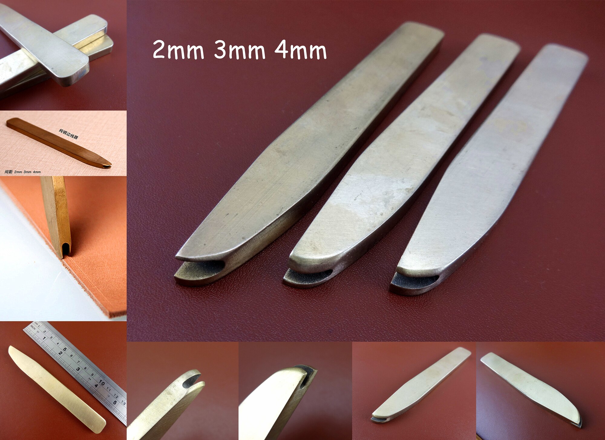 4 Soorten 2/3/4Mm Leather Craft Messing Rand Rille... – Grandado