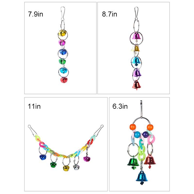 Colorful Pet Parrots Toys Bird Cage Hanging Bells ... – Vicedeal