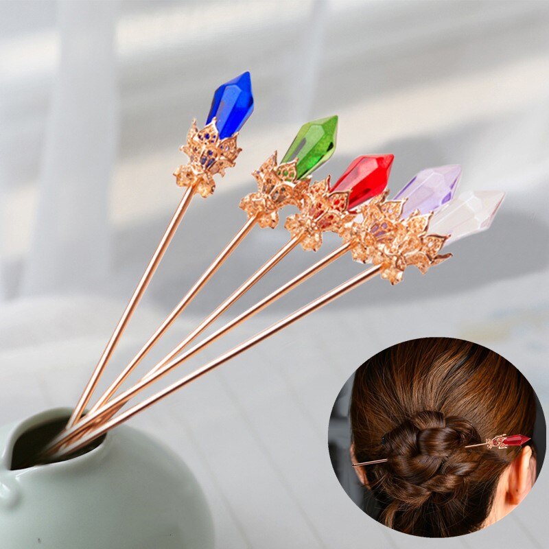 Vintage Crystal Rhinestone Hair Sticks Haar Clip V... – Grandado