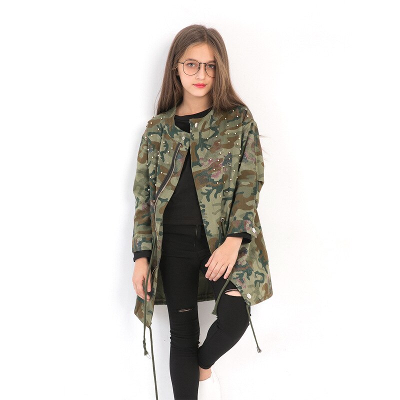 Autumn Camouflage Trench for Big Girls Cool Rivet ... – Grandado