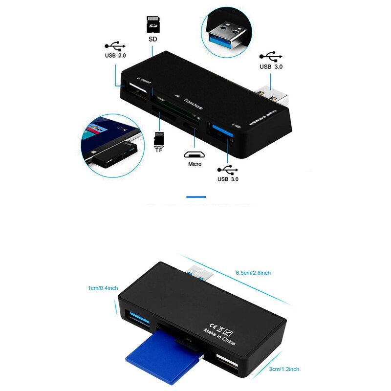 USB Hub USB3.0 Adapter 2 Port USB Combo TF SD Card... – Grandado