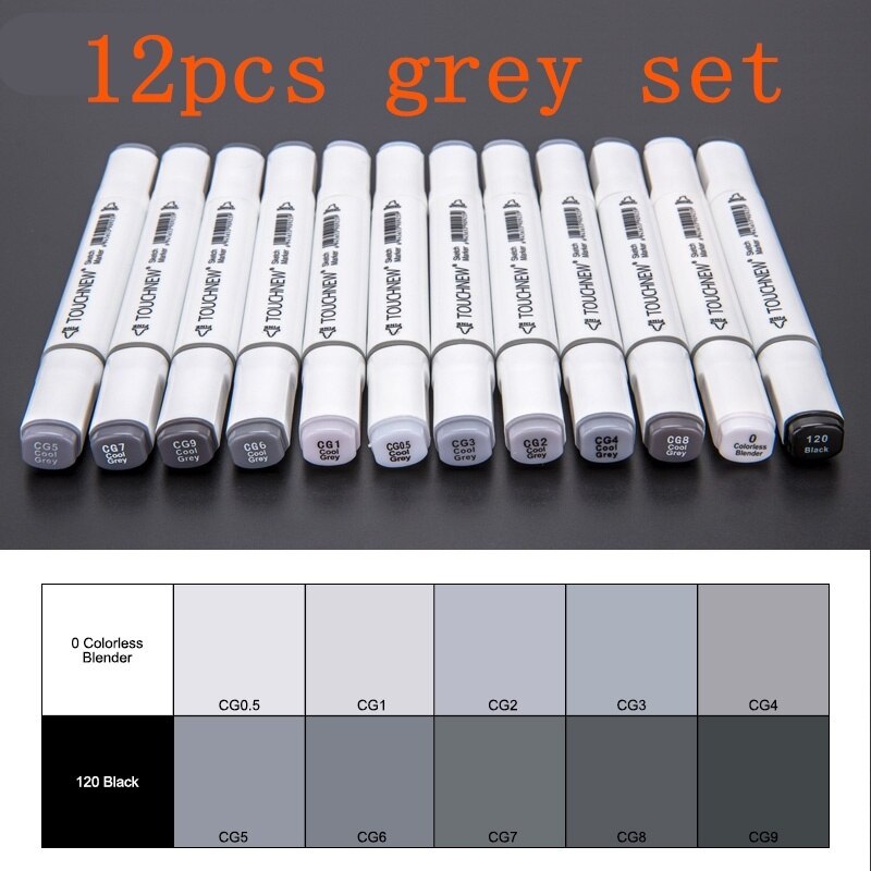 12/24Colors Pen Skin Tone Marker Cool Gray Set Dua... – Grandado