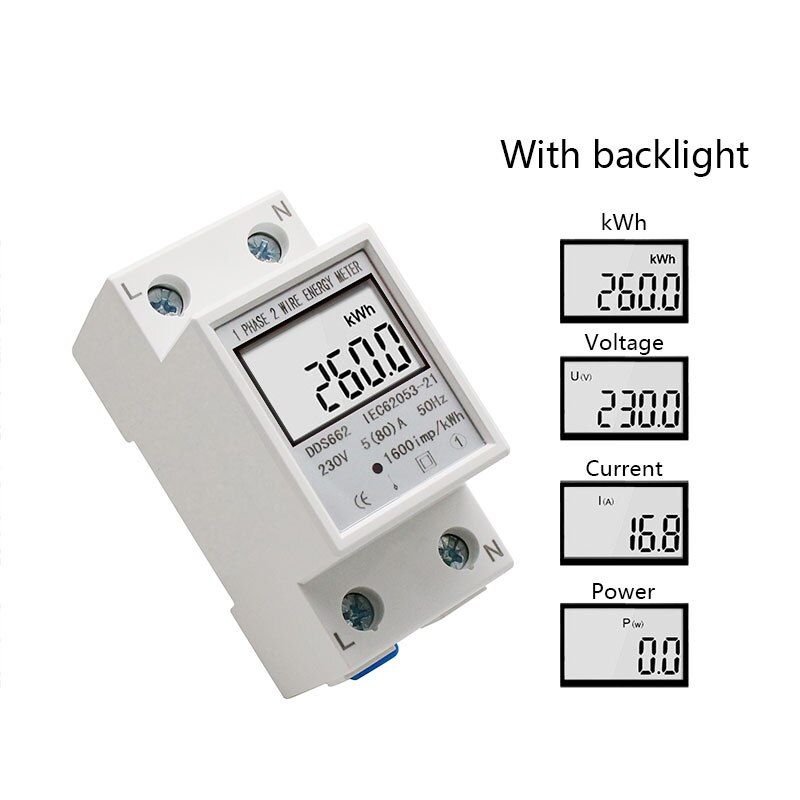 Din-rail Power Energy Meter 5-80A LCD Backlight Di... – Vicedeal