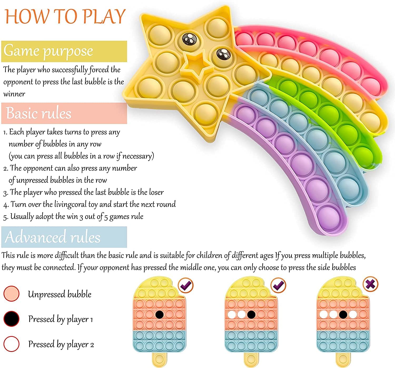 Push Popper Toy Toddlers Squeeze Star Silicone Toy... – Grandado