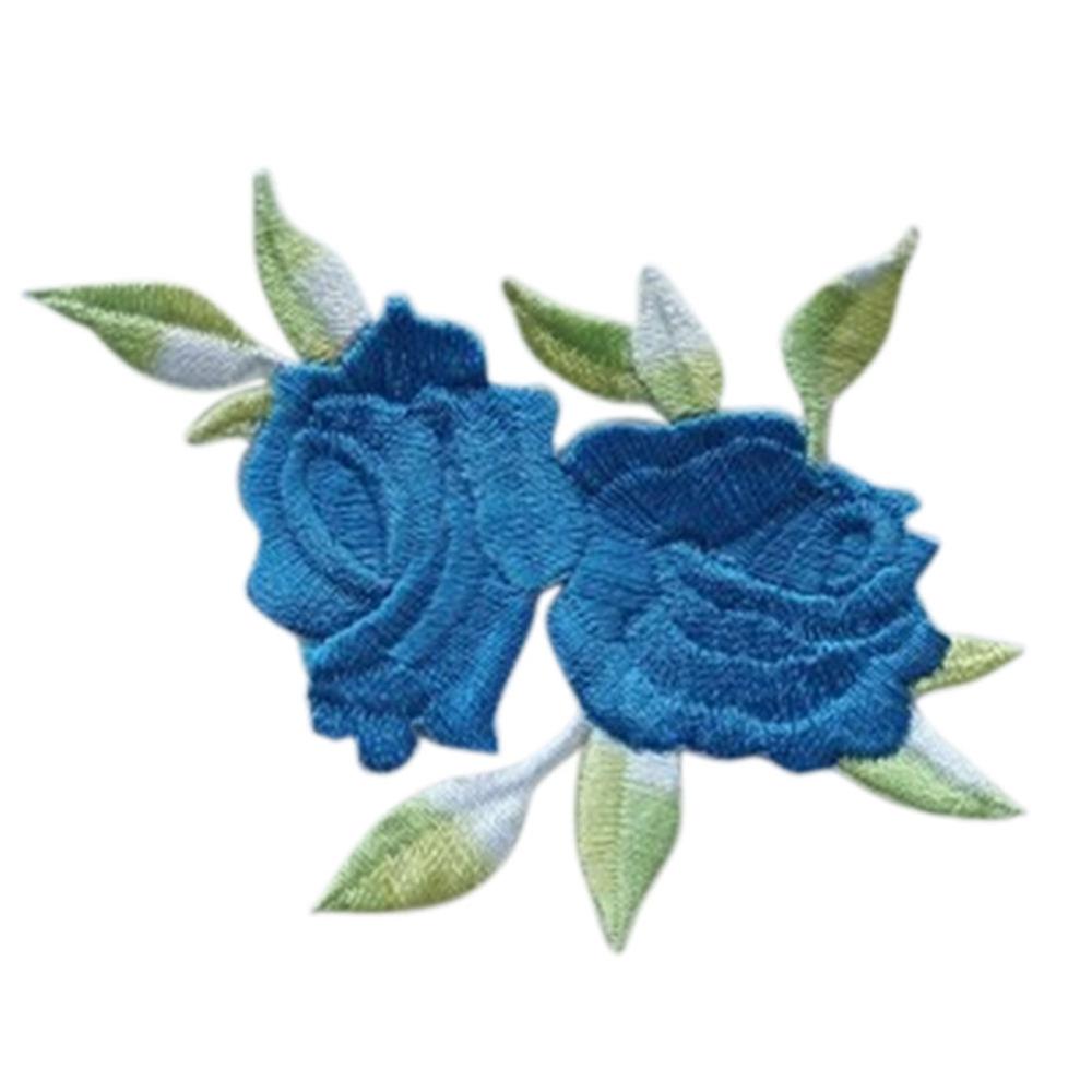 Double Head Rose Flower Leaves Embroidery Iron On ... – Grandado