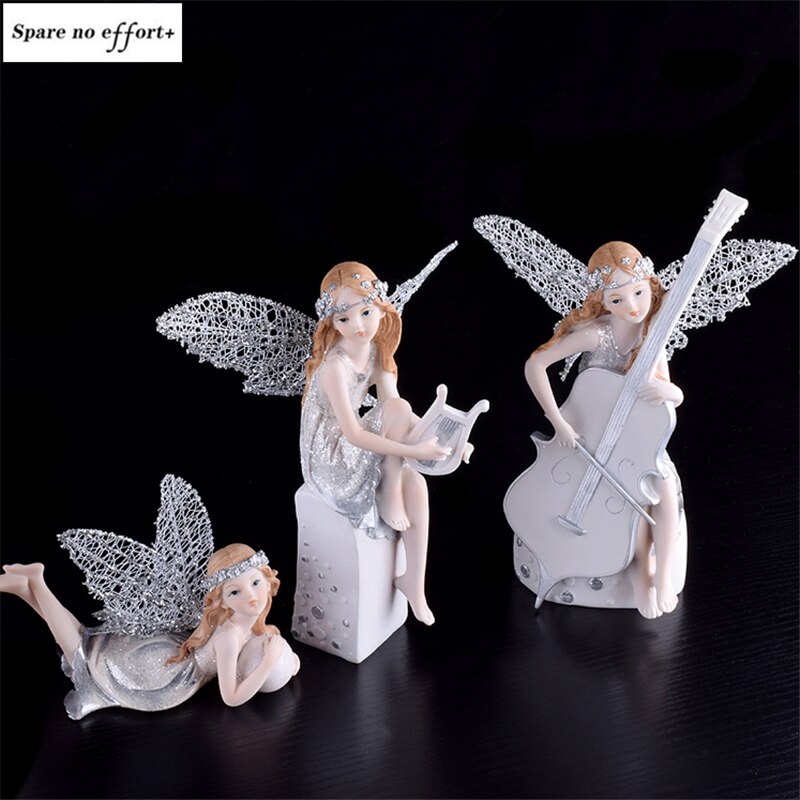 Butterfly Fairy Figures Girl Figurines Resin Table... – Grandado