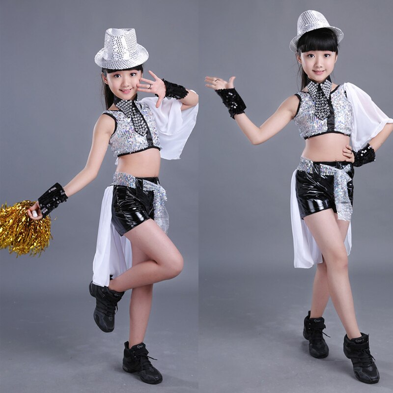 Girls Sequined Modern Jazz Hip Hop Dancewear Tops+... – Grandado