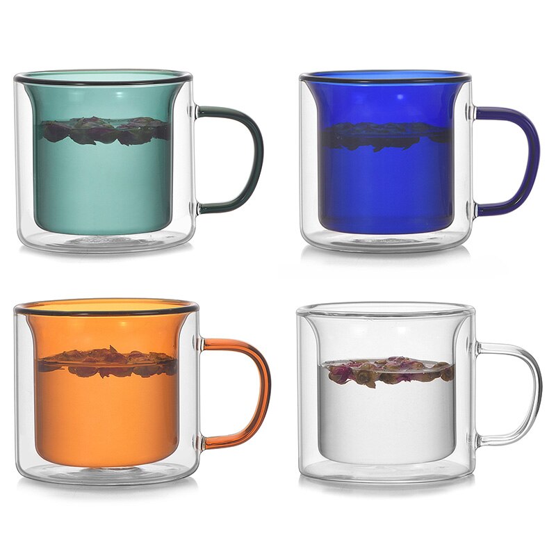 Norbi Glass Cup Water Juice Tea Cup Double Glass C... – Vicedeal