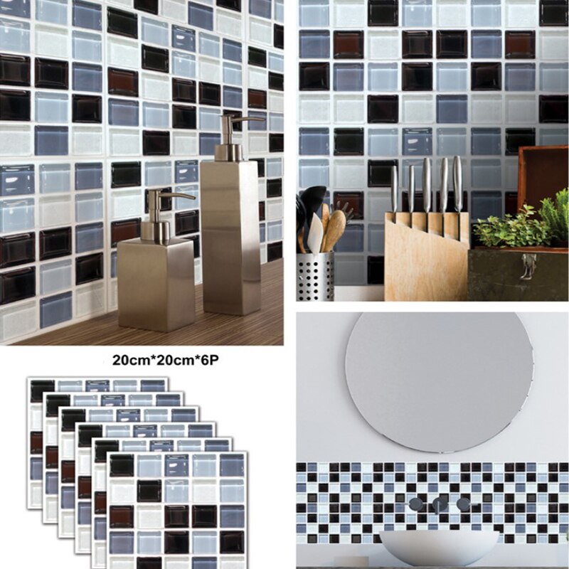 6pcs simulation tile stickers bathroom kitchen oil... – Vicedeal