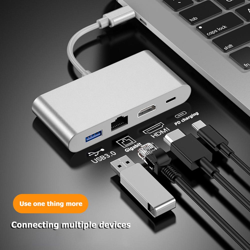 HW-TC42 4 in 1 USB Type-C HUB USB3.0 PD RJ45 Ether... – Grandado
