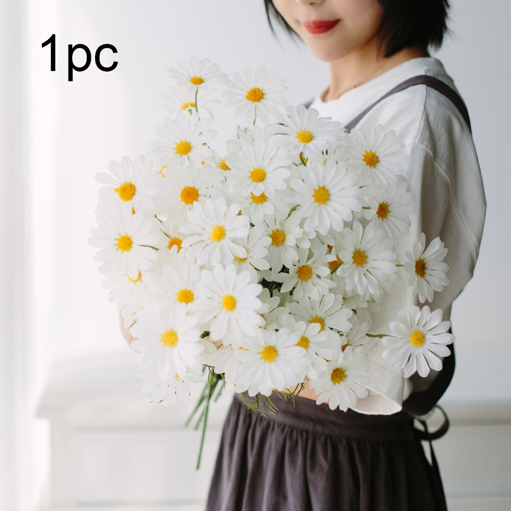 Yellow Daisy Artificial Flowers Bouquet for Home W... – Grandado
