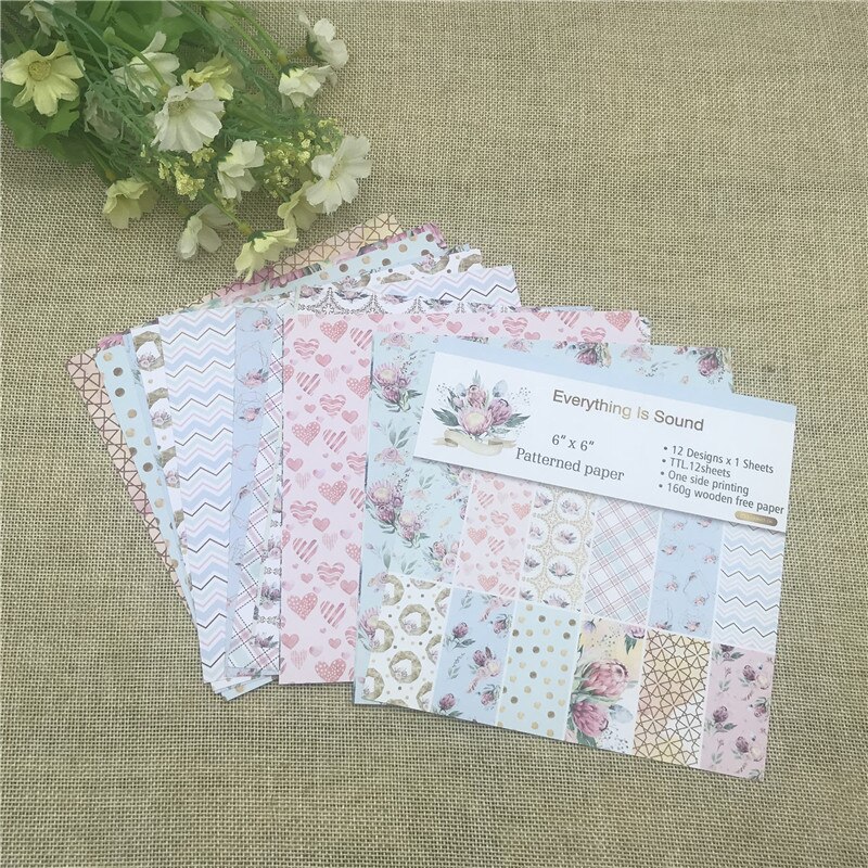 12pc flower Love background patterned paper Scrapb... – Grandado