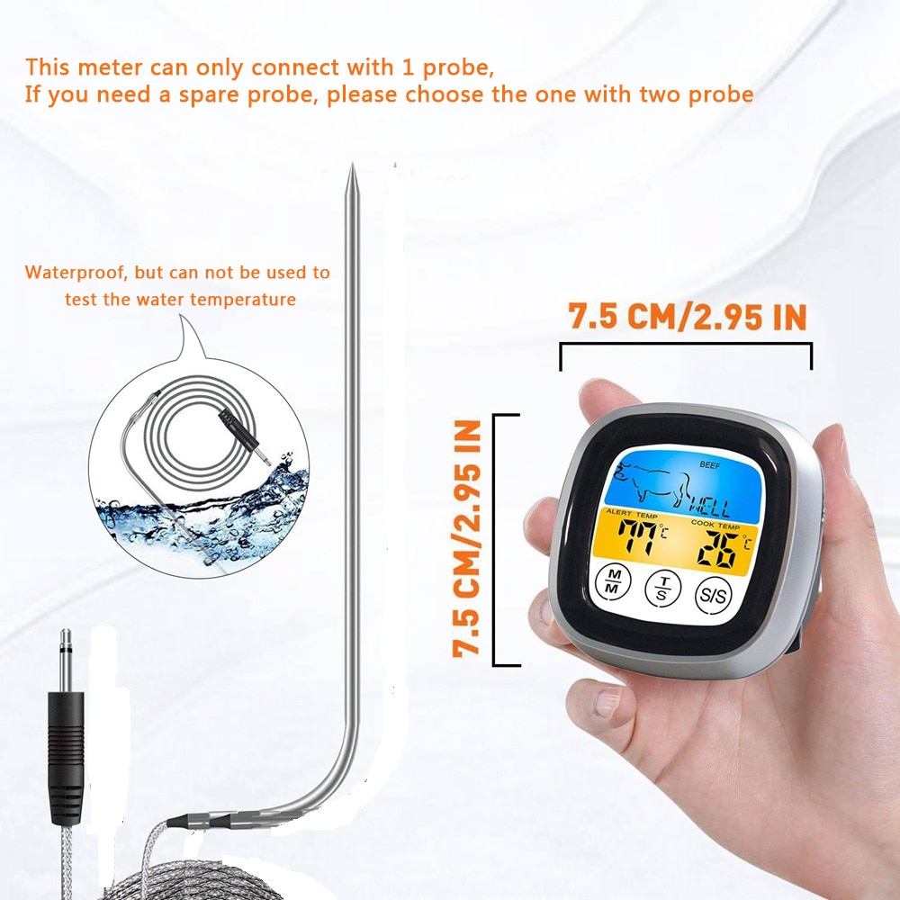 Digital Meat Kitchen Thermometer Stainless Waterpr... – Grandado