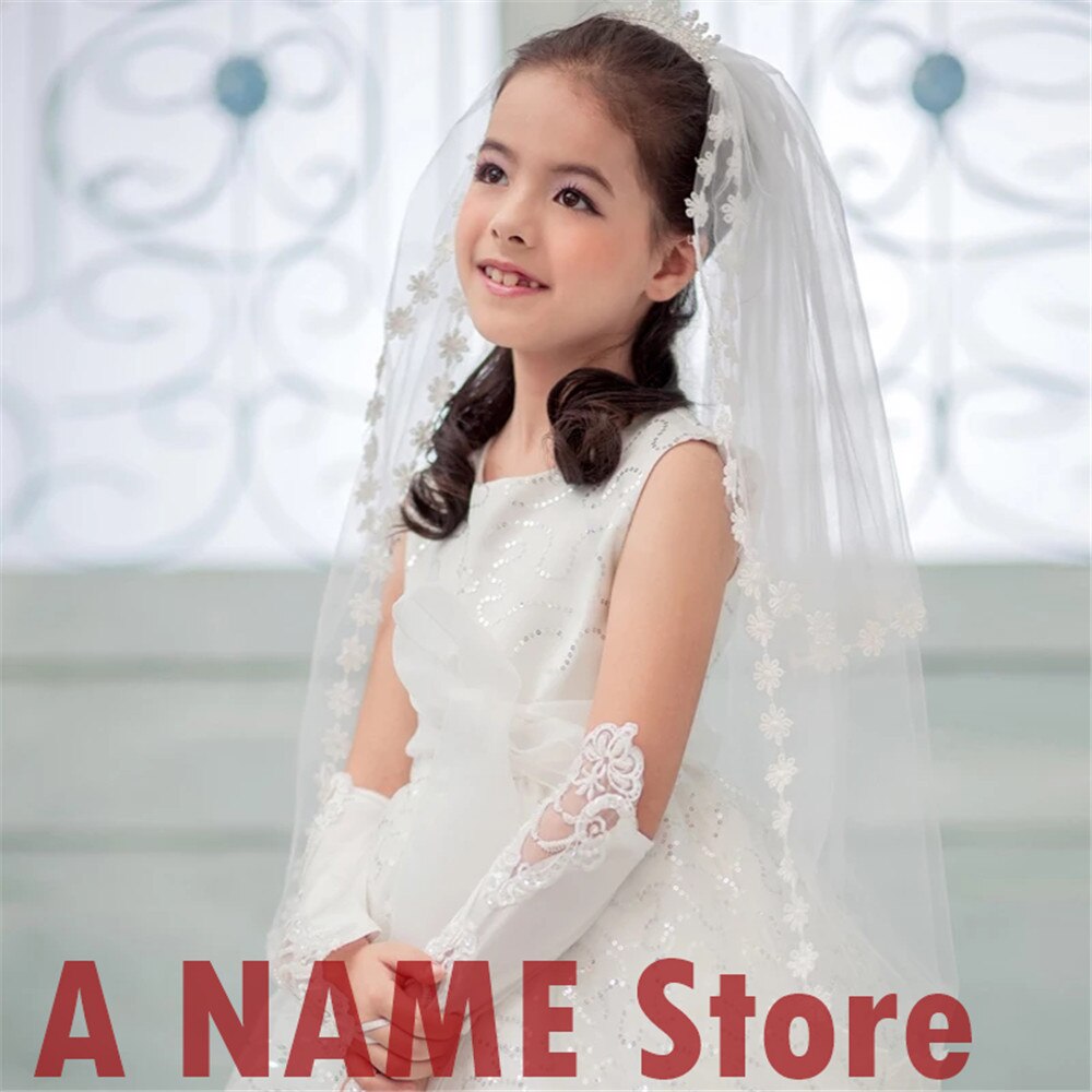 White Ivory Kids Girls First communion Veils Tulle... – Grandado