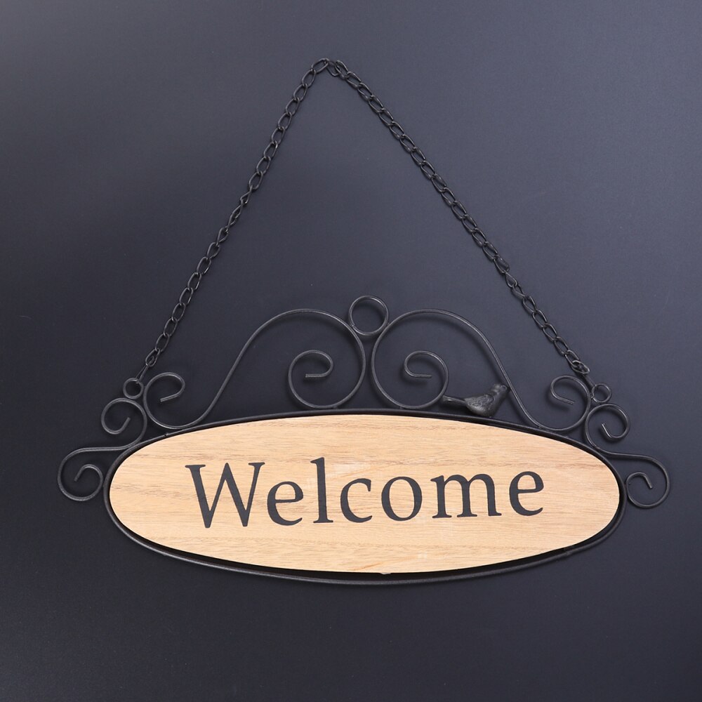 Wooden Welcome Shingle Hanging Doorplate Iron Art ... – Grandado