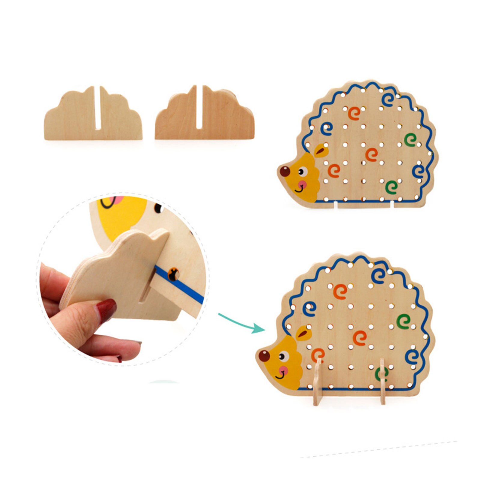 Wood Hedgehog Beads Stringing Lacing Toys Threadin... – Grandado