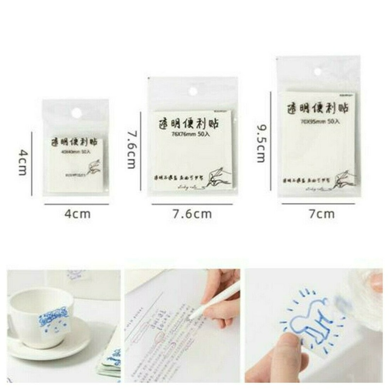 100pcs Transparent Sticky Notes Memo Stationery Me... – Vicedeal