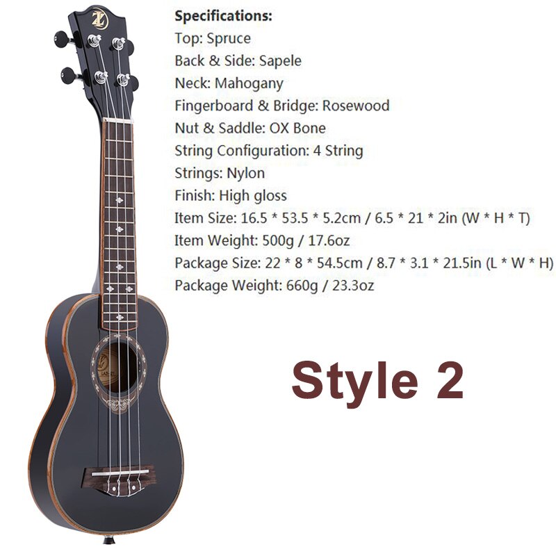 ammoon 21" Ukulele Sapele Acoustic Ukulele 15... – Grandado