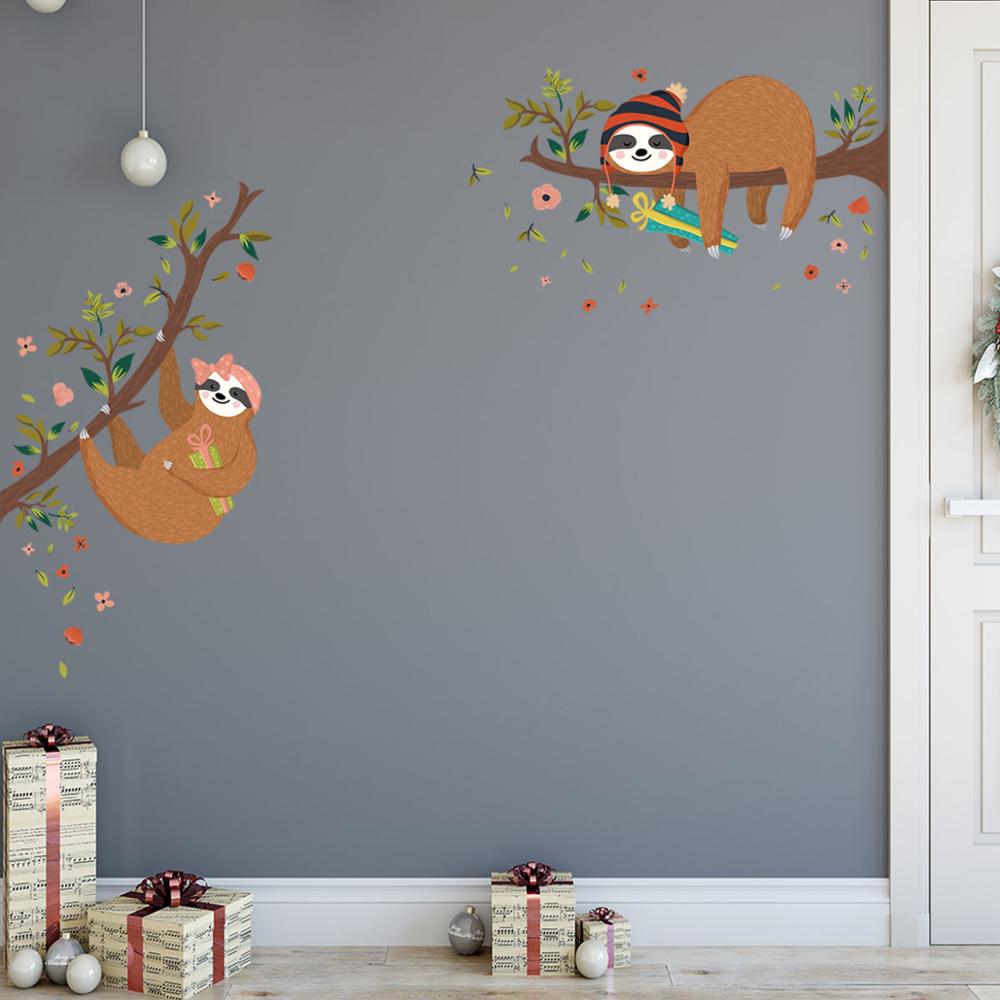 Two Sloths on the tree Wall Sticker baby kids room... – Grandado