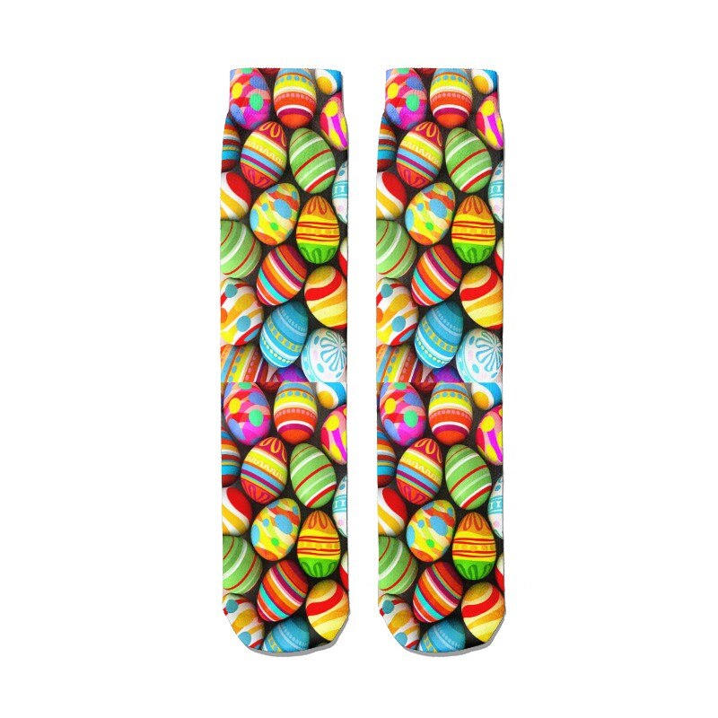 3D Printed Ladies Socks Colorful Easter Egg Patter... – Grandado