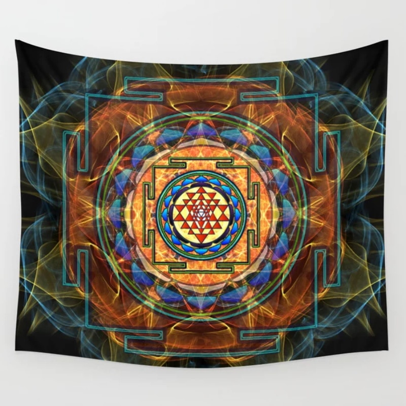 The Sri Yantra Sacred Geometry Tapestry Wall Hangi... – Grandado