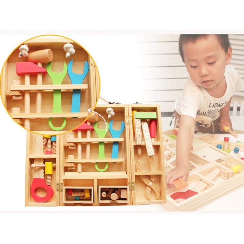 Baby wooden toy kids handle tool box games Learnin... – Grandado