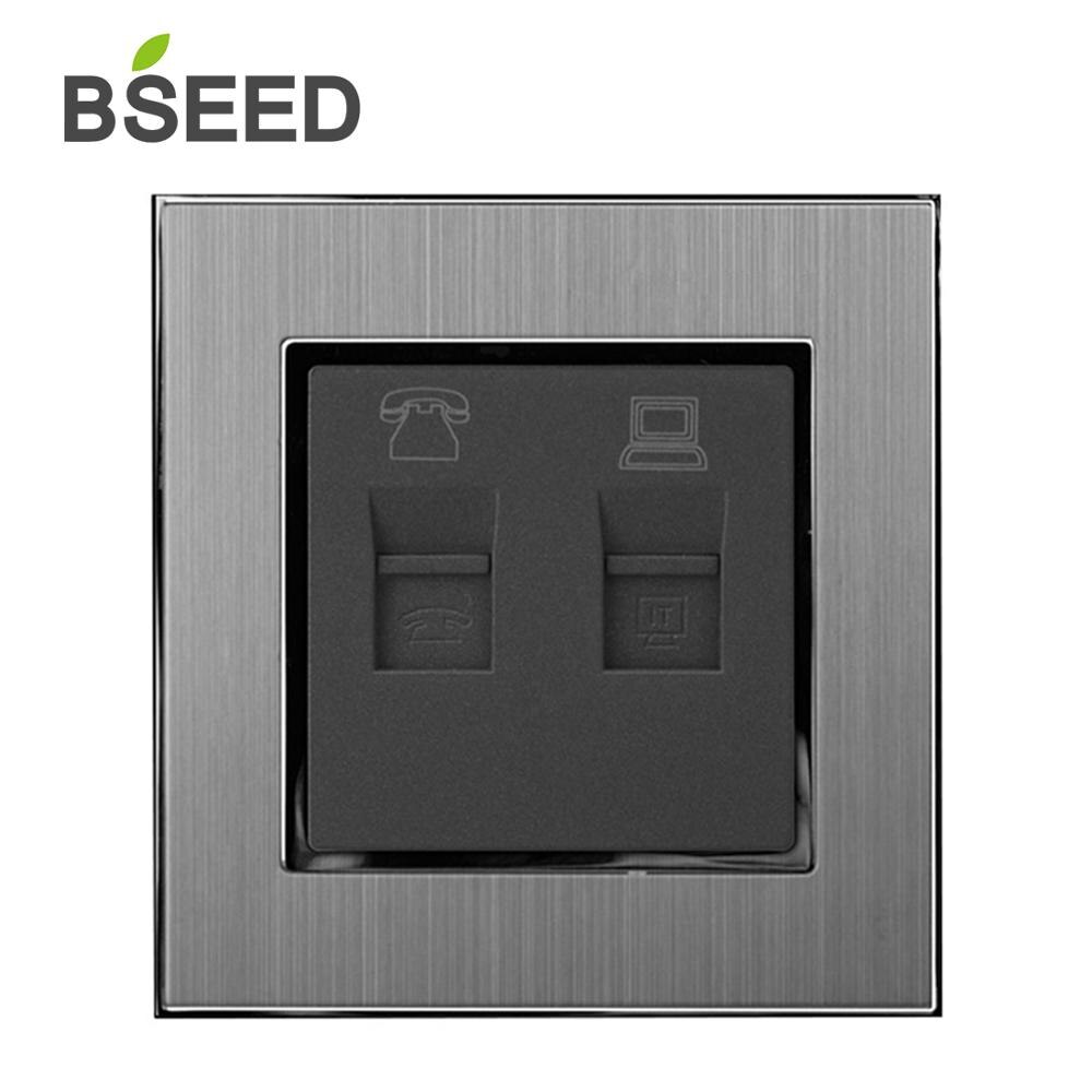 BSEED TEL And Data Socket 110-250V Brushed Metal U... – Grandado