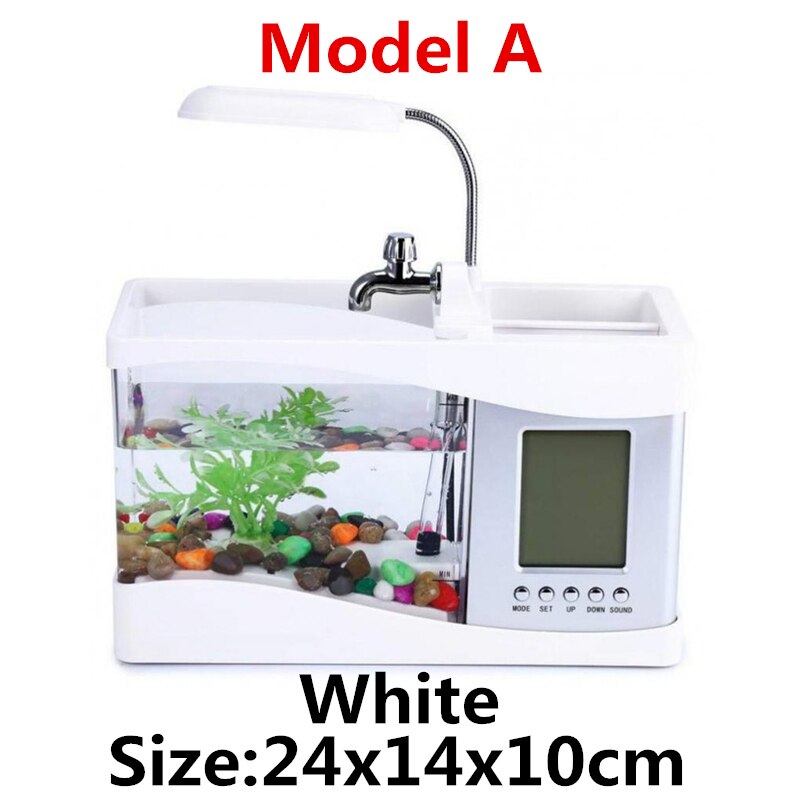 Mini Aquarium Fish Tank USB Aquarium With LED Lamp... – Grandado