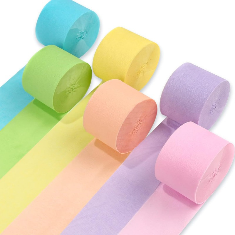 6 Rolls, 492ft Vibrant Crepe Paper Streamers - Par... – Vicedeal