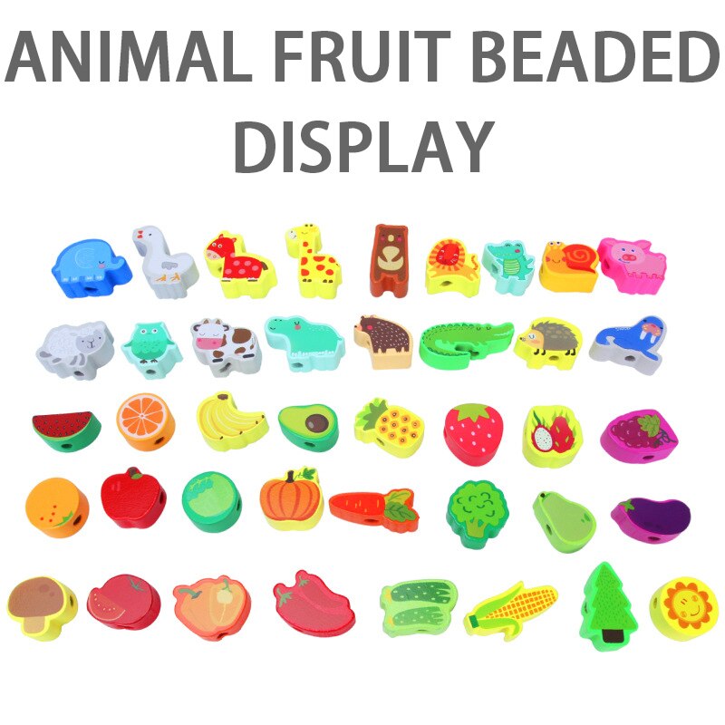 Wooden Toys Baby DIY Toy Cartoon Fruit Animal Stri... – Grandado