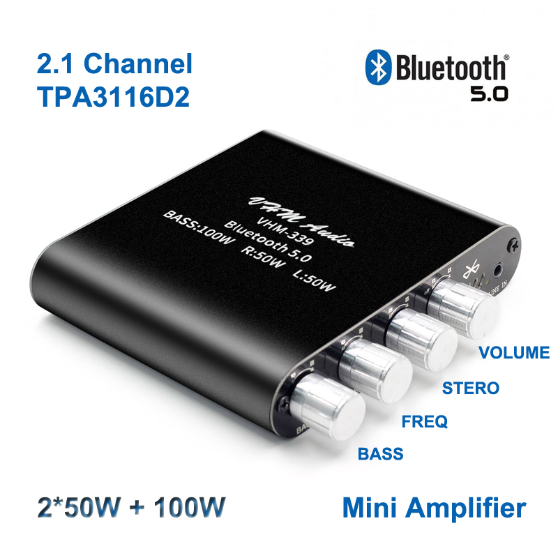 2*50W + 100W Bluetooth 5.0 Subwoofer Eindversterke... – Vicedeal