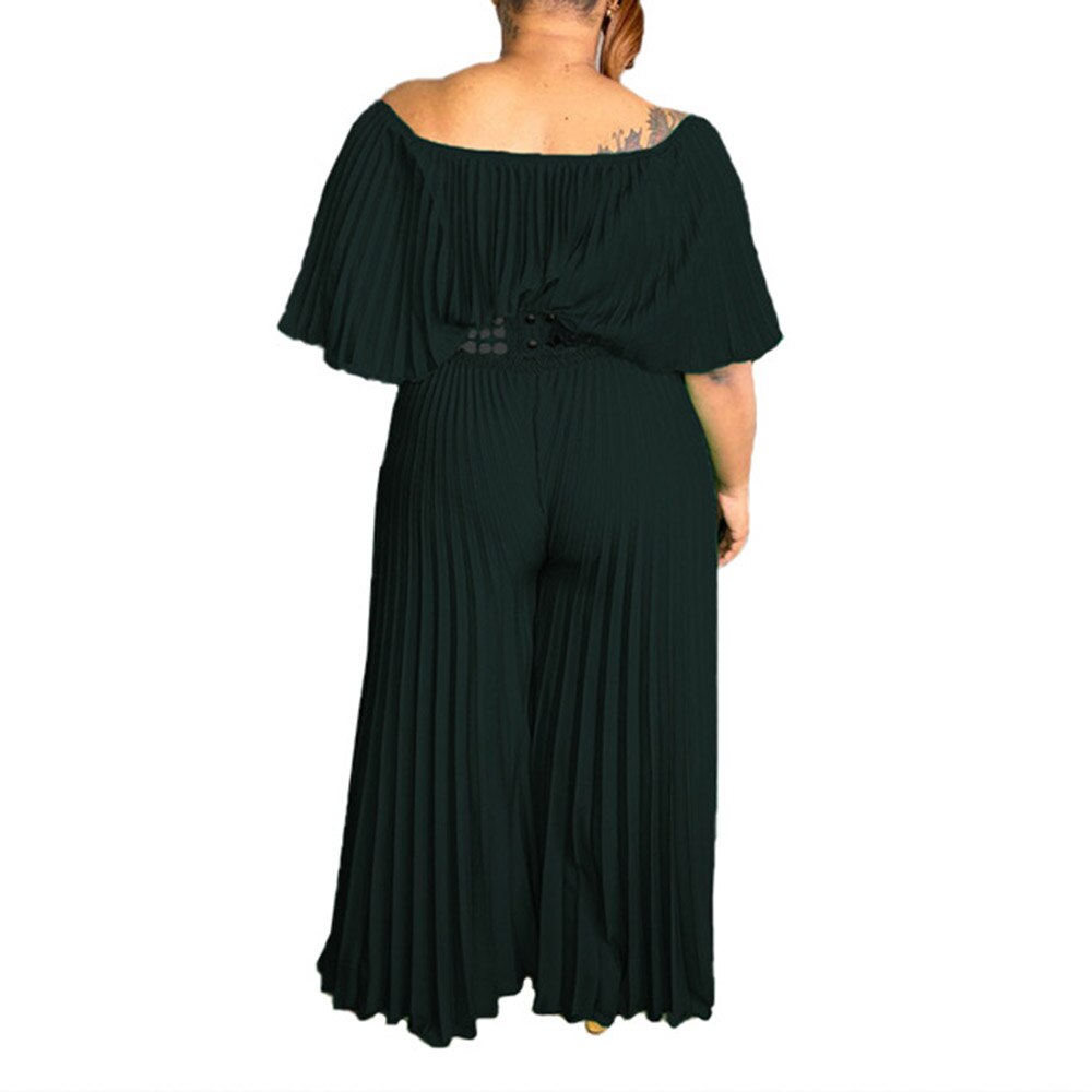 5XL Pleated Plus Size Jumpsuit Women Loose Office ... – Grandado