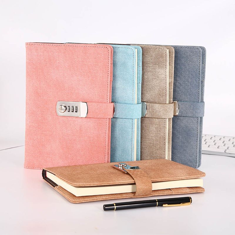 A5 Notebook with Password Lock Leather Agenda Diar... – Vicedeal