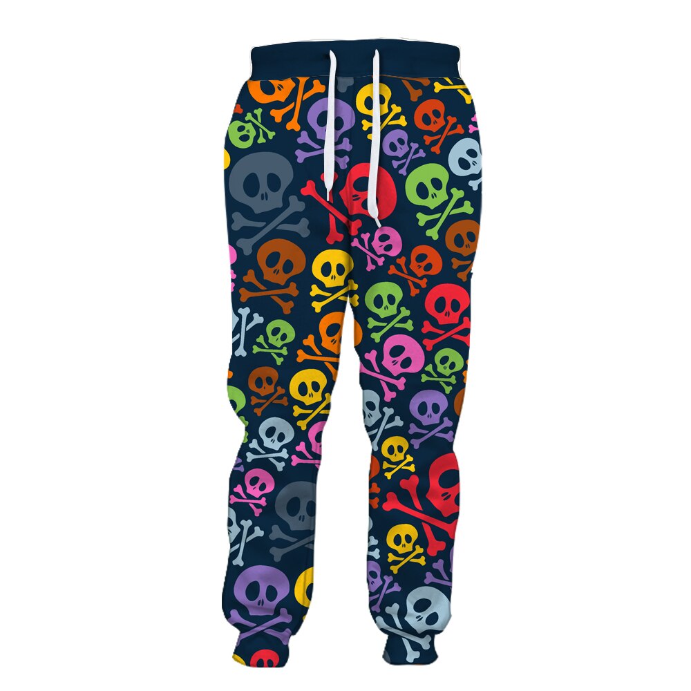 Color cartoon skull print men's sweatpants – Grandado