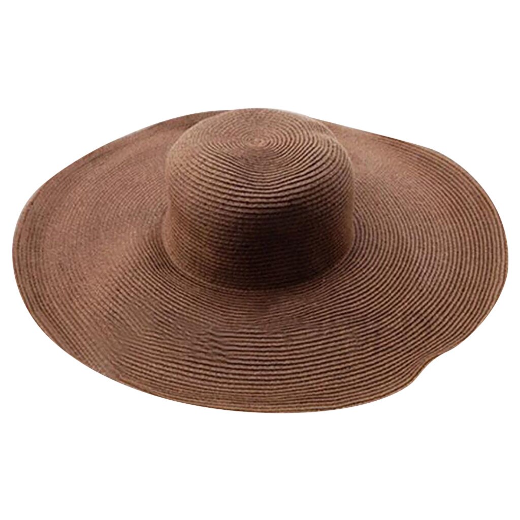 Round Top Raffia Wide Brim Straw Hats Summer Sun H... – Grandado