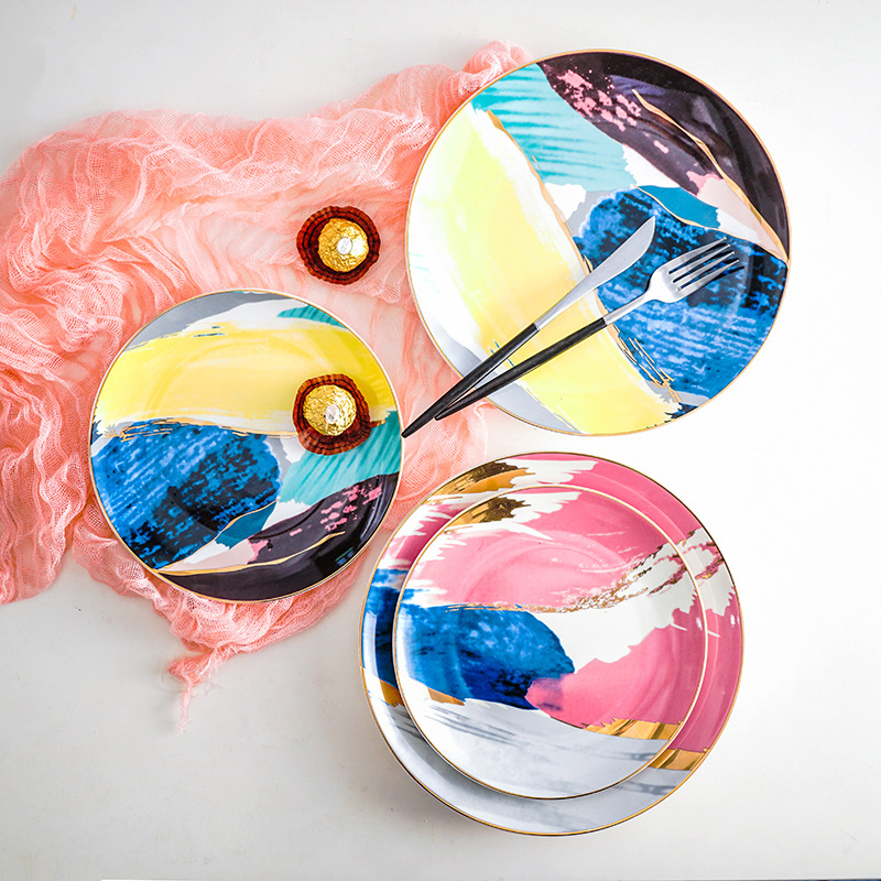 Oil Painting Dinner Plate Set Porcelain Dishes and... – Grandado