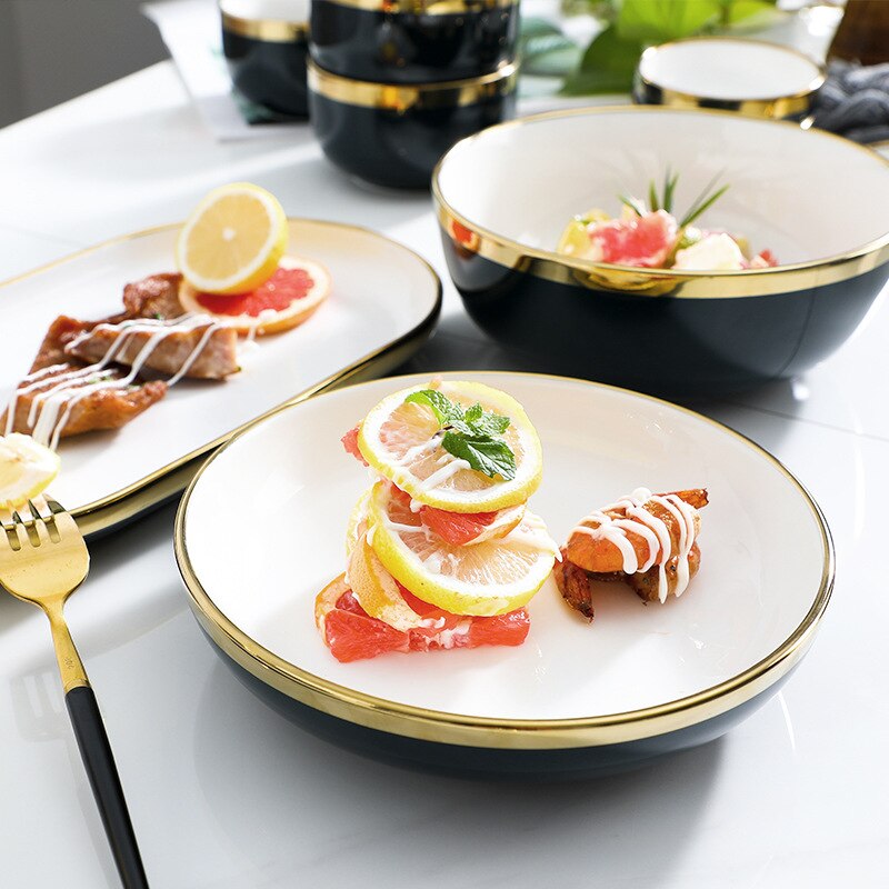 Scandinavian light luxury gold ink ceramic tablewa... – Vicedeal