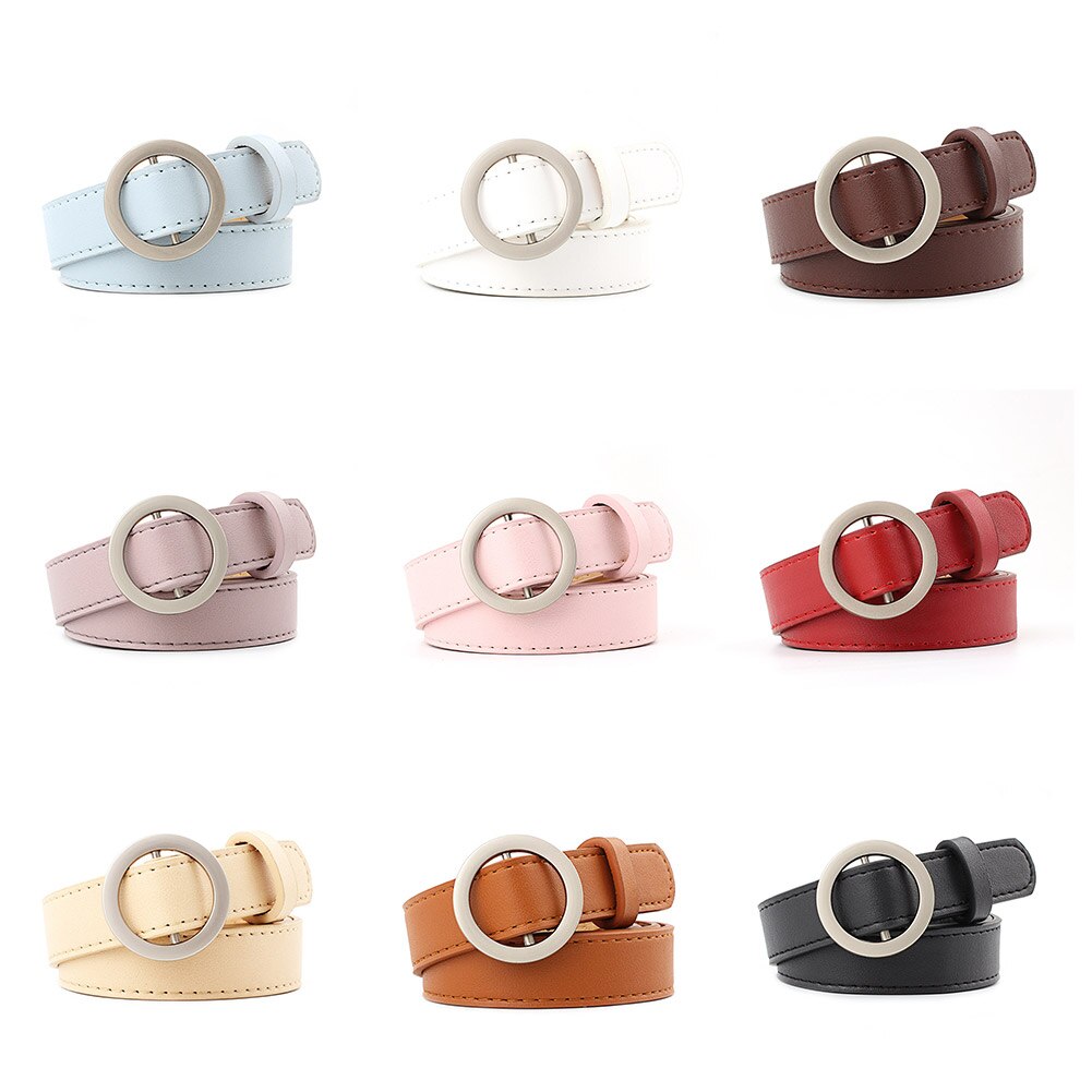 Cinto feminino com fivela redonda, cinto sem furos – Grandado