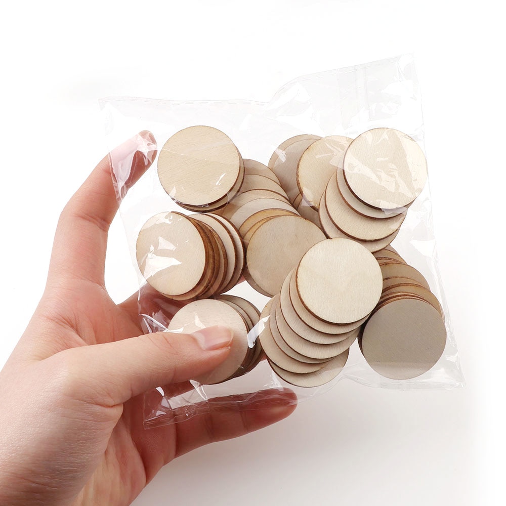 20-60mm 1 Pack Nature Unfinished Wood Chip Round P... – Grandado