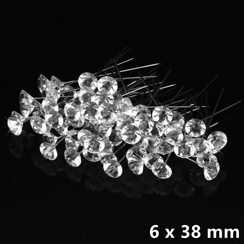 1Box 50/100Pcs Alloy Pins Transparent Diamond Pin ... – Grandado
