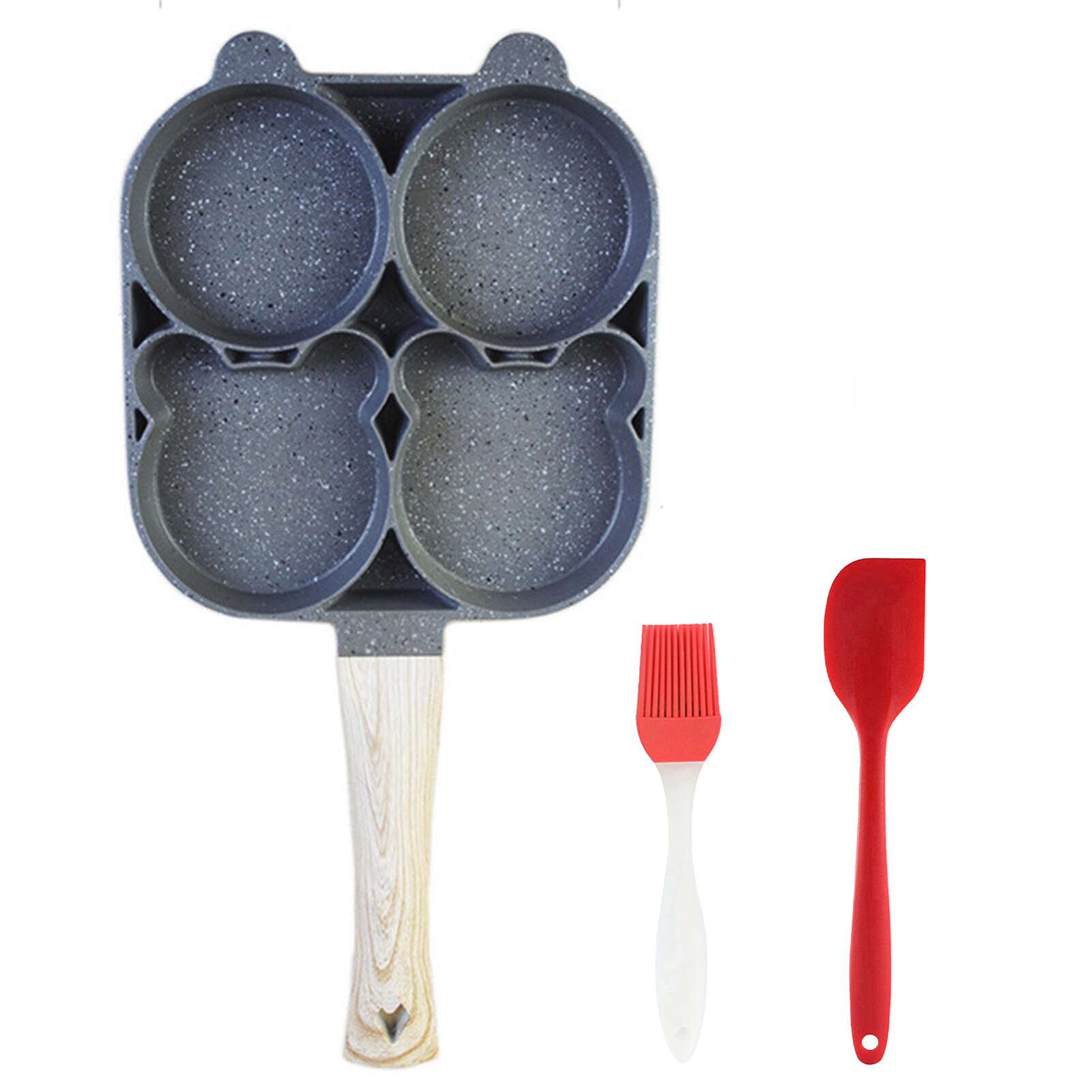 4 Hole Frying Pan Wooden Handle Frying Pancake Pan... – Grandado