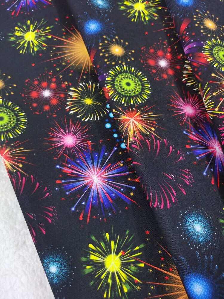 gorgeous Fireworks at Night Thrilled Cotton fabric... – Grandado