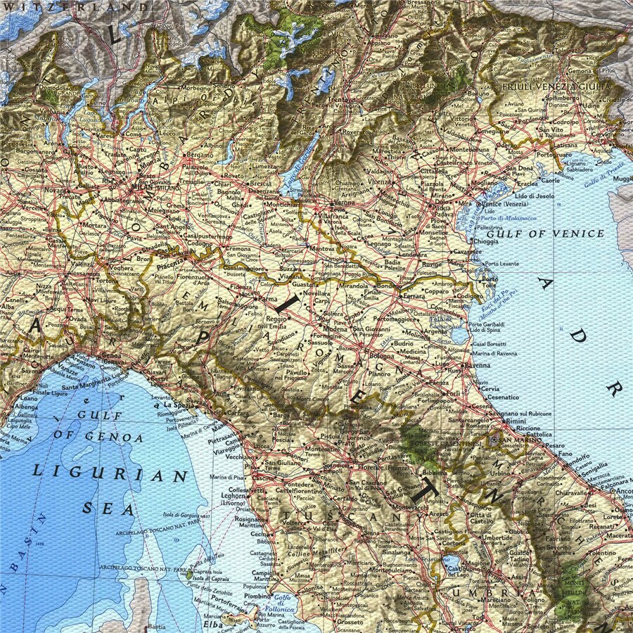 Map of Italy Retro Geographic Poster Detailed Anno... – Grandado