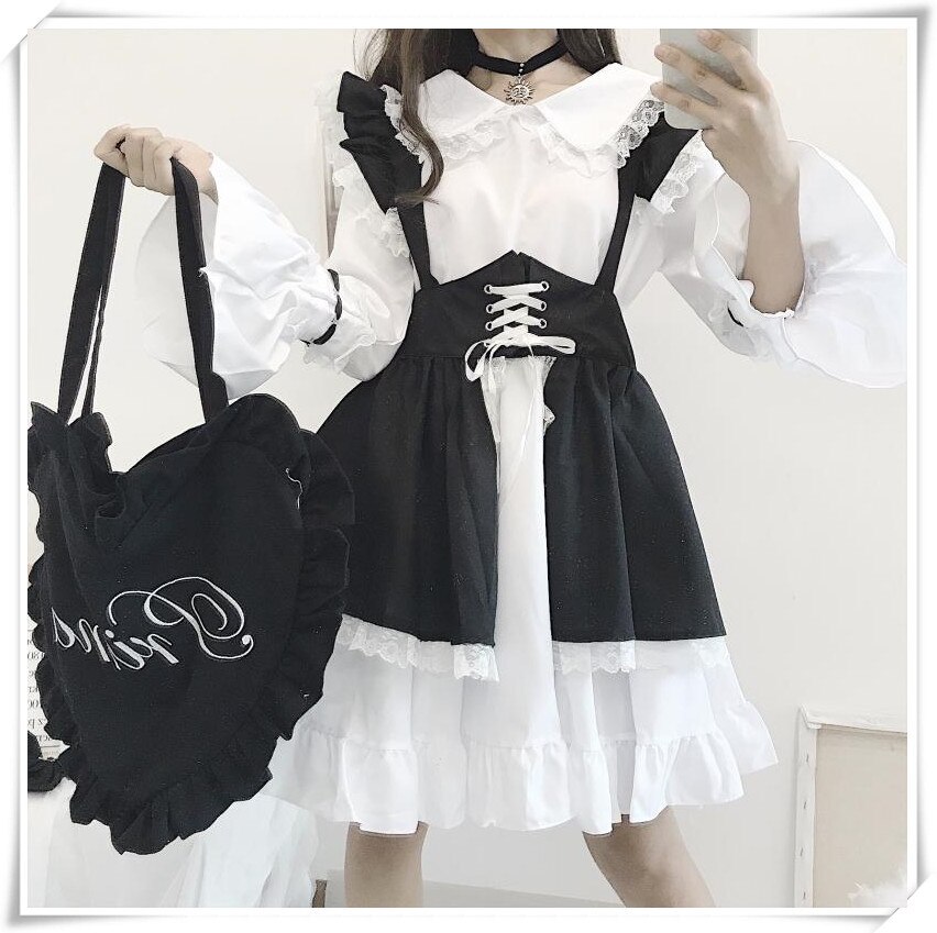 Japanese Style Vintage Gothic Punk Lolita Maid Cos... – Grandado