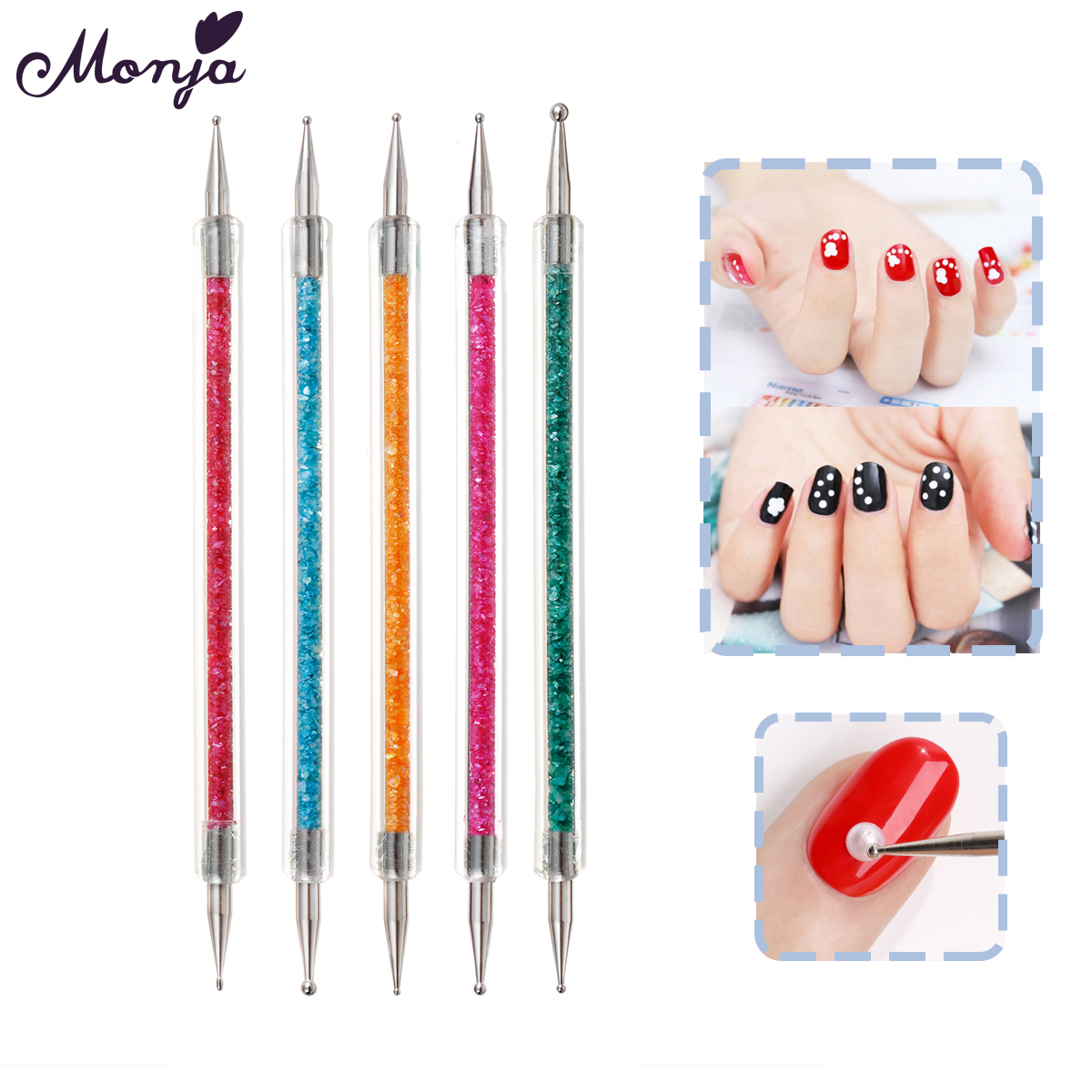 Monja 5 Stks/set Dual End Nail Art Decoratie Rhine... – Grandado