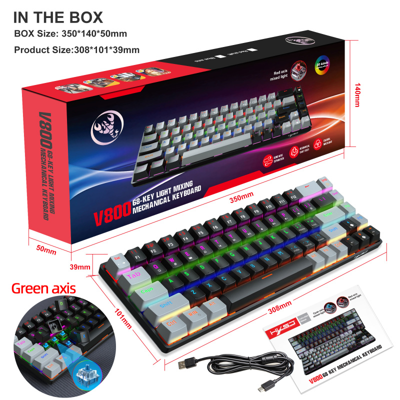 68-key mechanical gaming keyboard mini keyboard wi... – Grandado