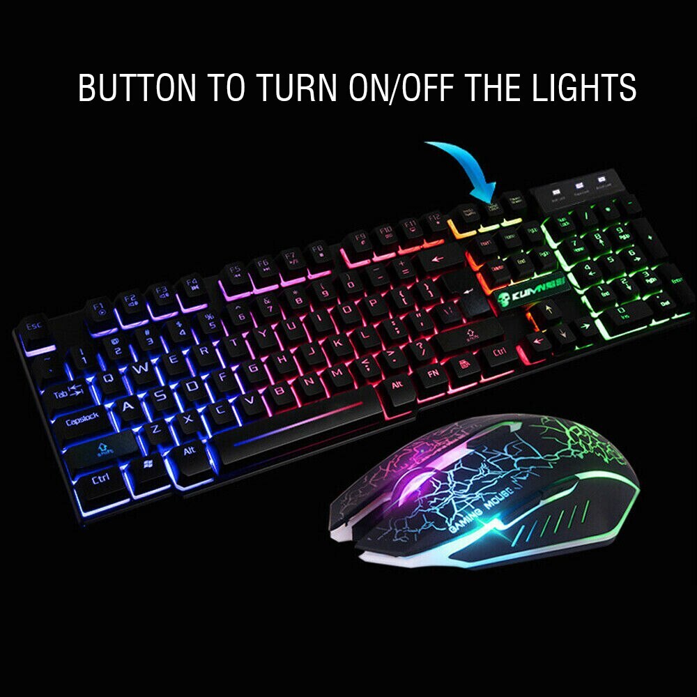 Colorful Backlight Usb Keyboard Wire Mouse Set Led Grandado