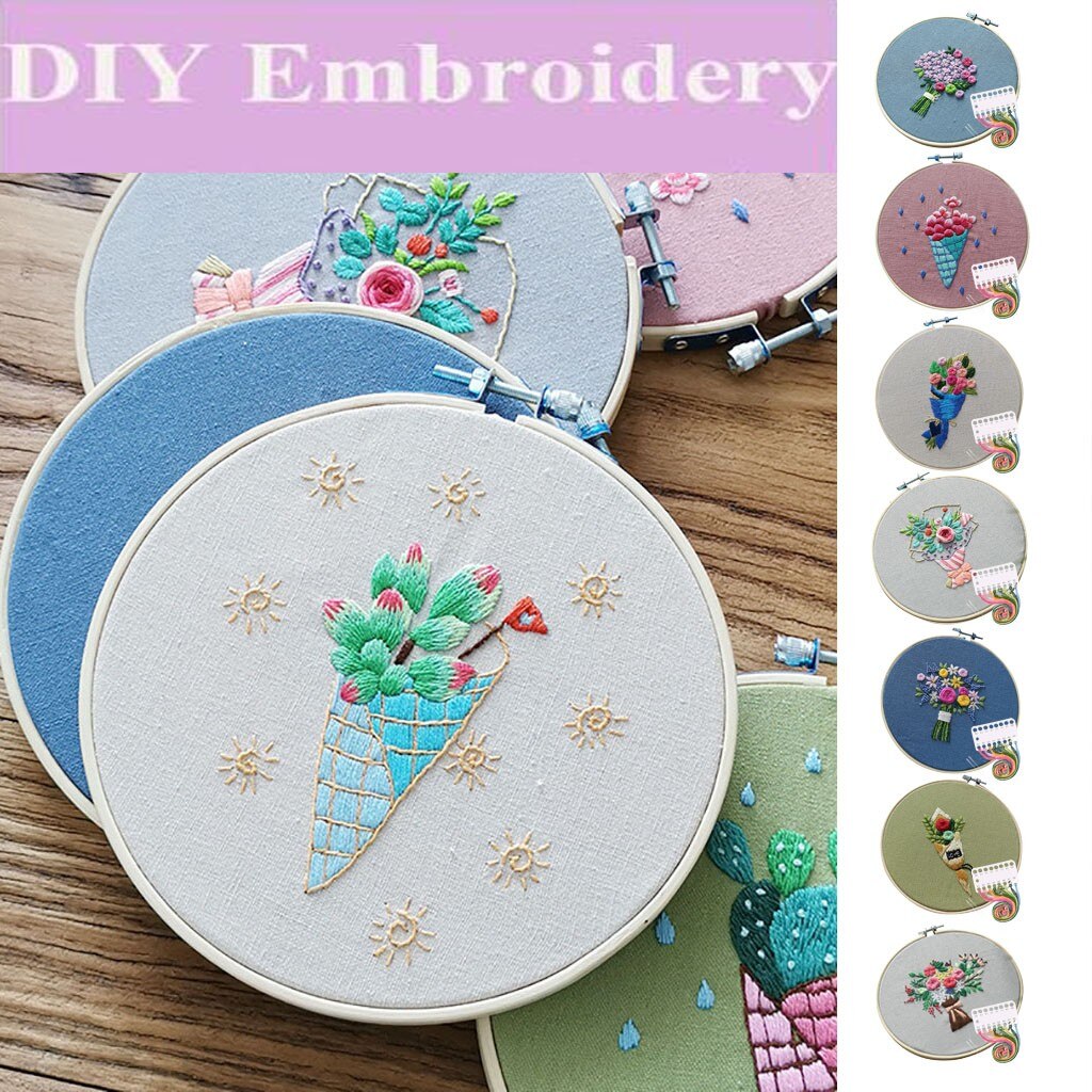 Bloem Patroon Borduren Diy Gestempeld Kruissteek V... – Grandado