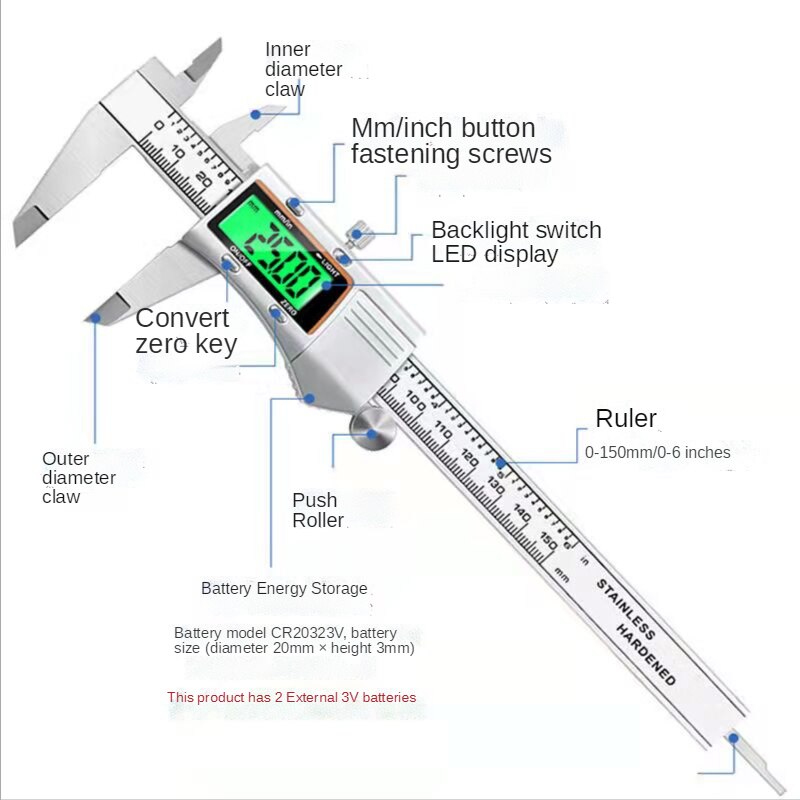Backlit Screen 0-150mm Digital Vernier Measuring T... – Grandado