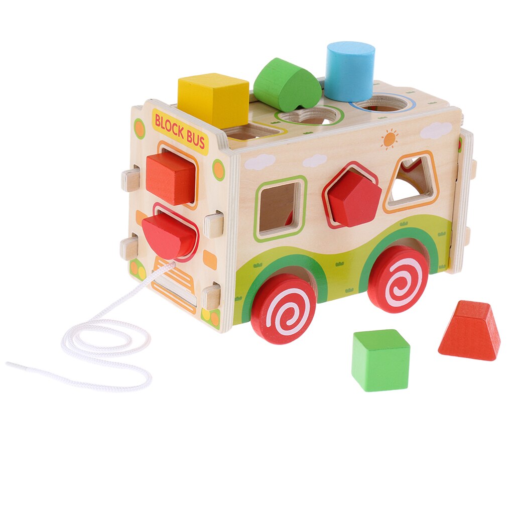 Wooden SHAPE SORTER BUS Push Along Baby Toddler Ki... – Vicedeal